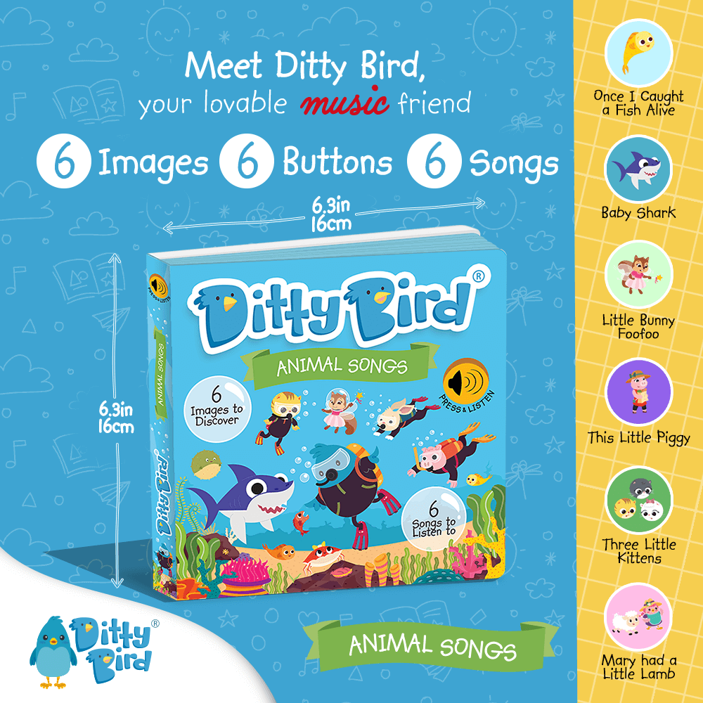 Ditty Bird Libros Libro Interactivo Musical Animal Songs DI017